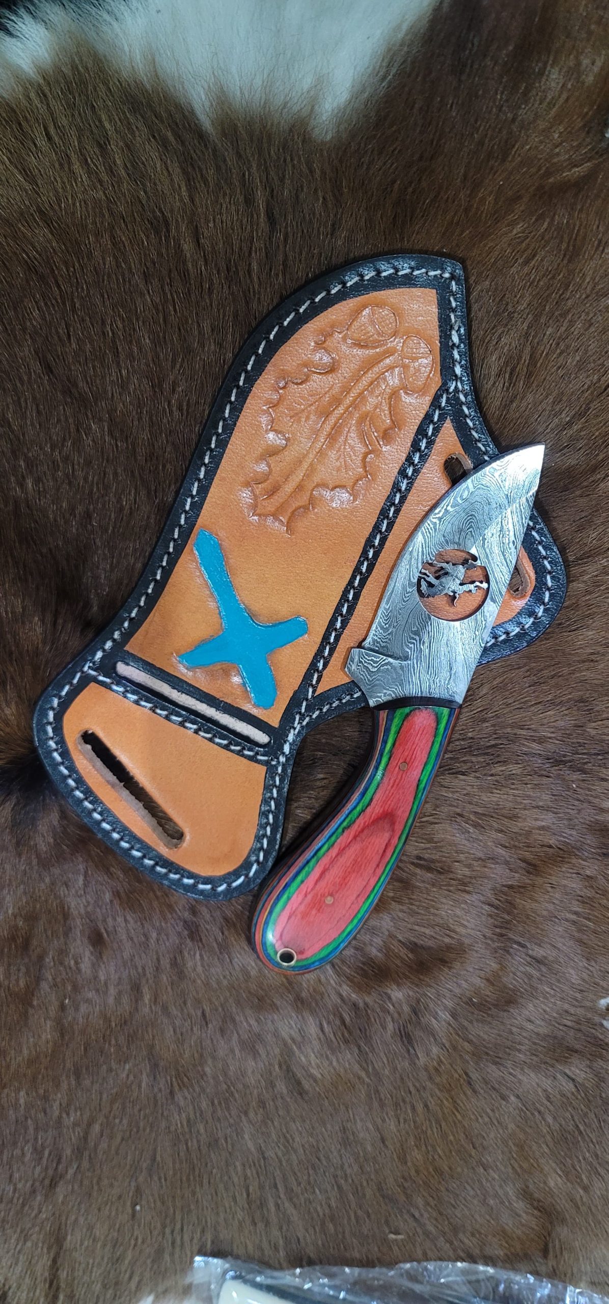 Cowboy knife with roping cutout - Jimmy Custom Knives
